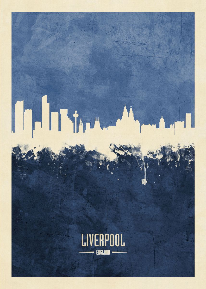 'Liverpool England Skyline' Poster, picture, metal print, paint by ...