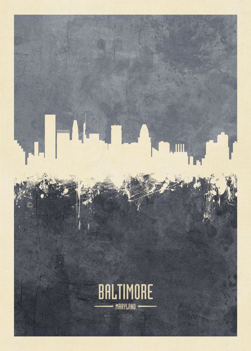 'Baltimore Maryland Skyline' Poster, picture, metal print, paint by ...