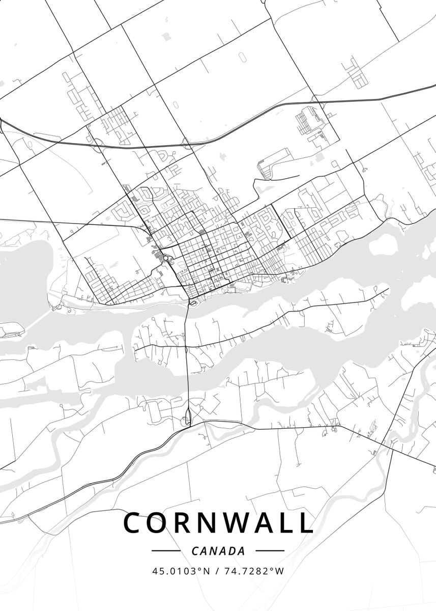 'Cornwall Canada' Poster, picture, metal print, paint by Designer Map ...
