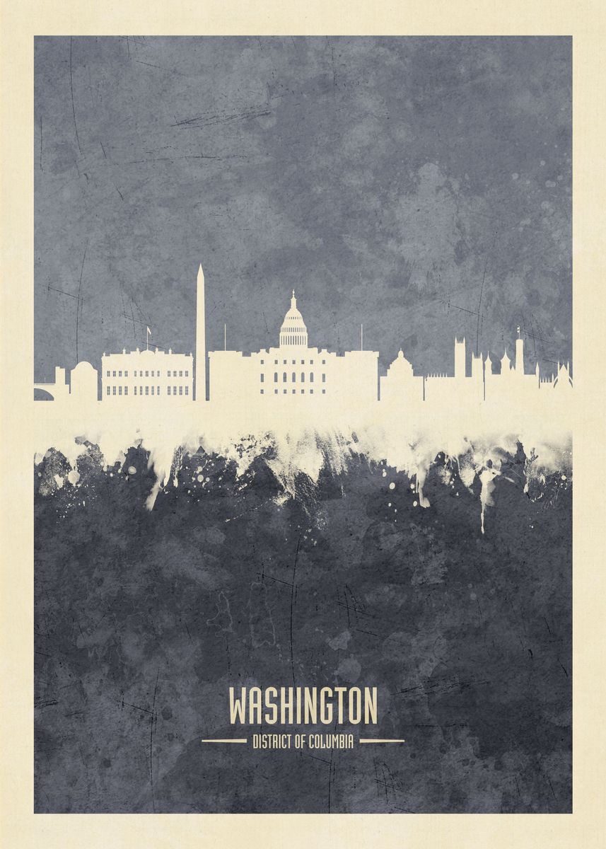 'Washington DC Skyline' Poster by Michael Tompsett | Displate