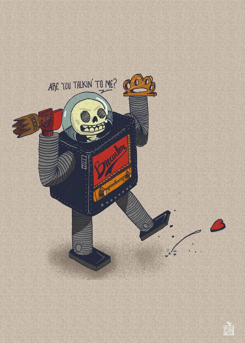 'BRAWLER SKULL MEGA ROBOT' Poster, picture, metal print, paint by Cha ...