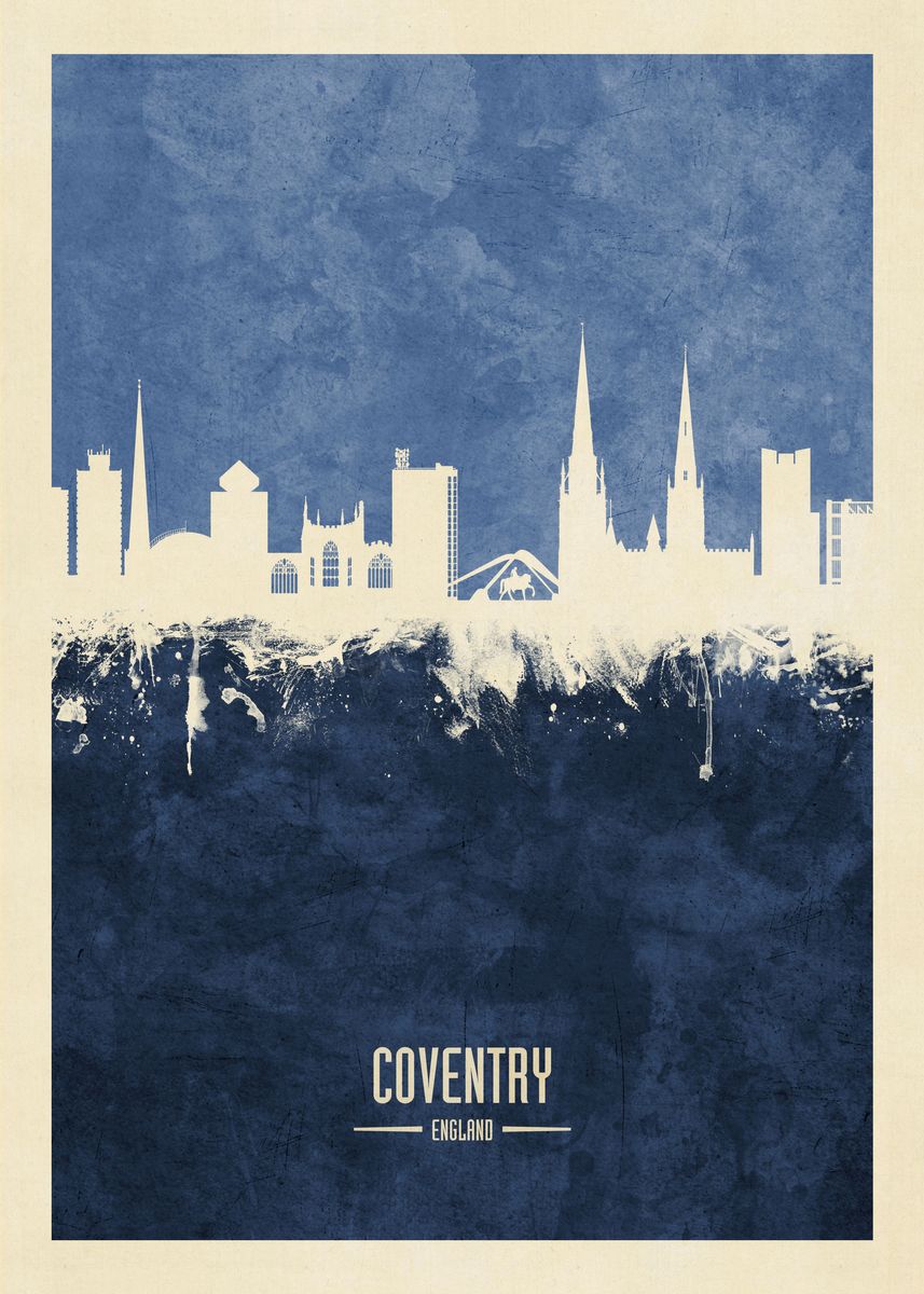 'Coventry England Skyline' Poster by Michael Tompsett | Displate