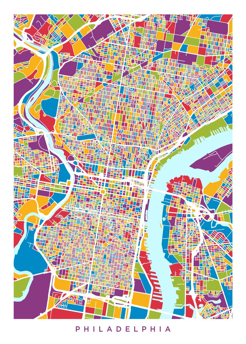 'Philadelphia Map' Poster by Michael Tompsett | Displate