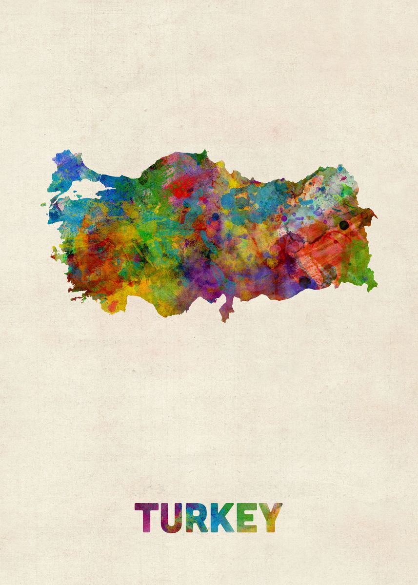 'Turkey Map' Poster, picture, metal print, paint by Michael Tompsett ...