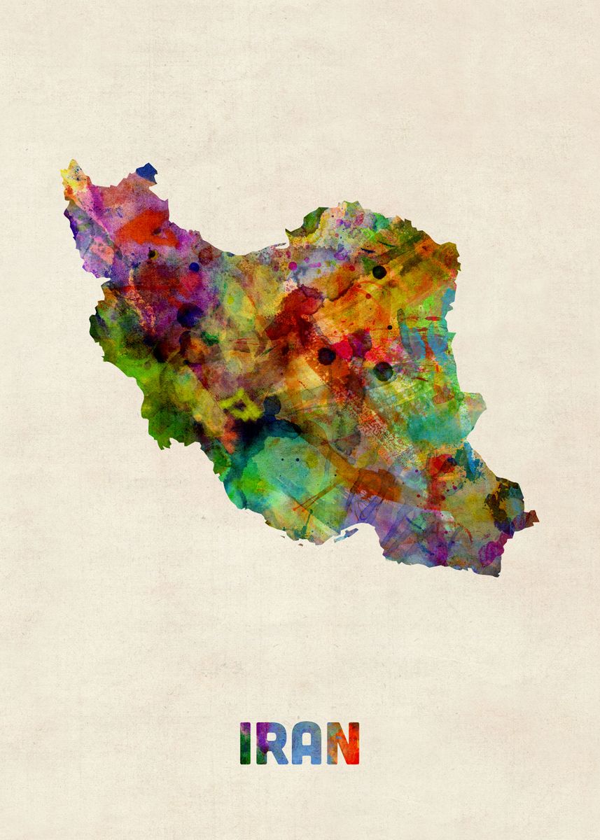 'Iran Map' Poster, picture, metal print, paint by Michael Tompsett ...