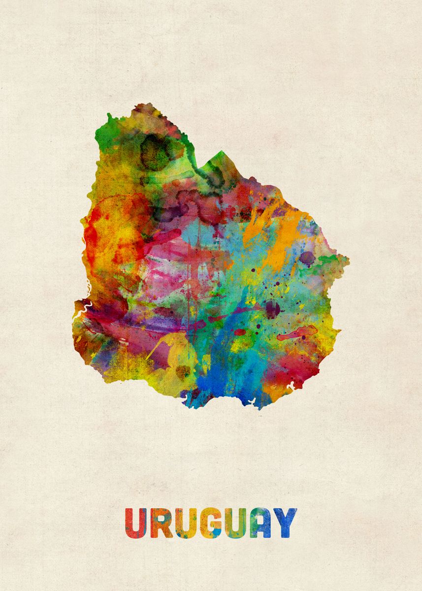 'Uruguay Map' Poster, picture, metal print, paint by Michael Tompsett ...