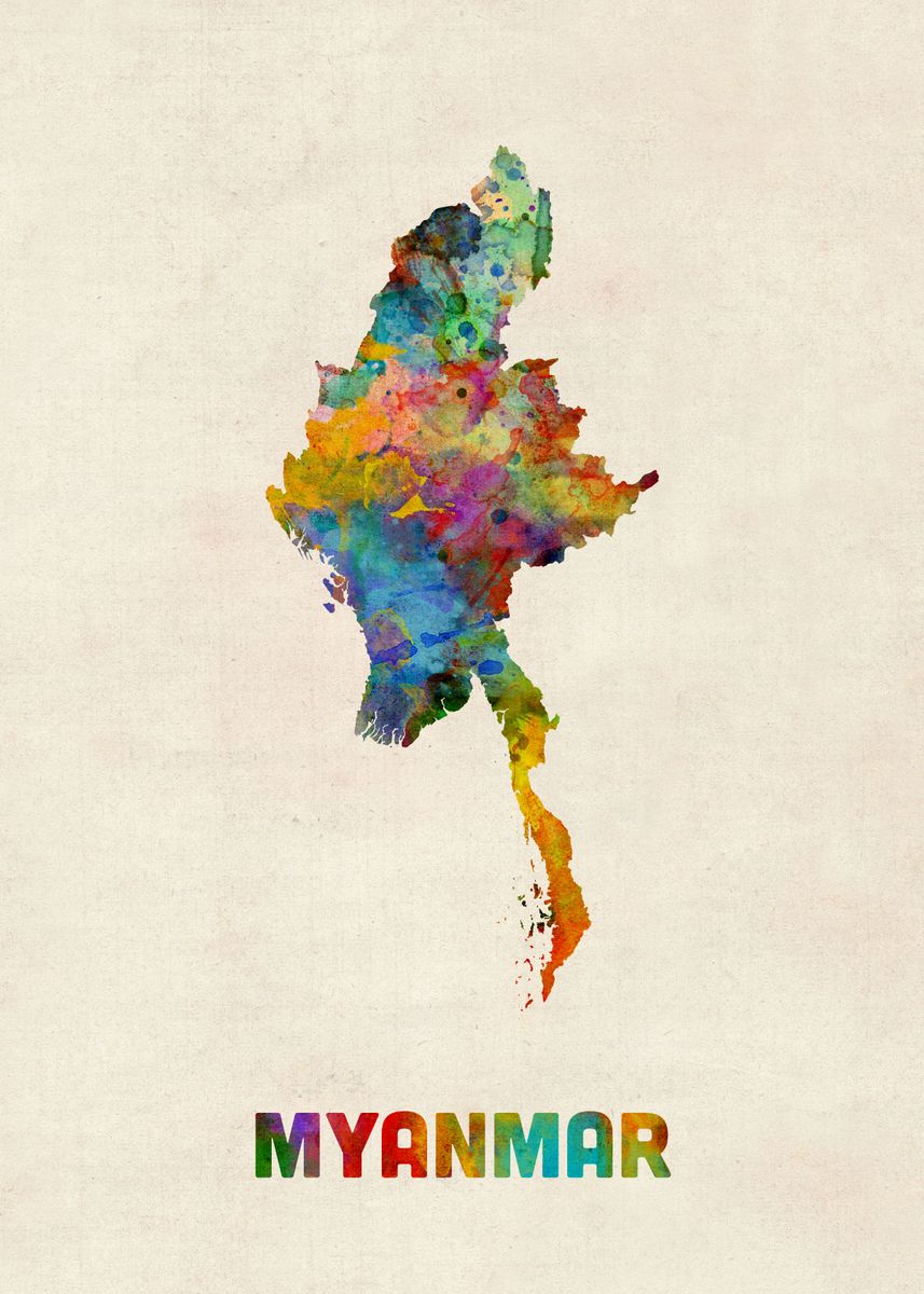 'Myanmar Map' Poster by Michael Tompsett | Displate