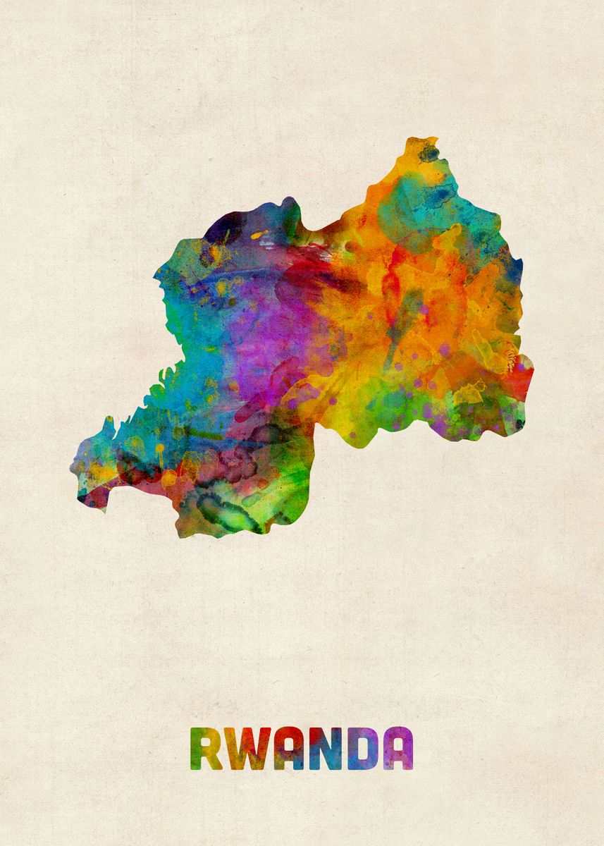 'Rwanda Map' Poster, picture, metal print, paint by Michael Tompsett ...