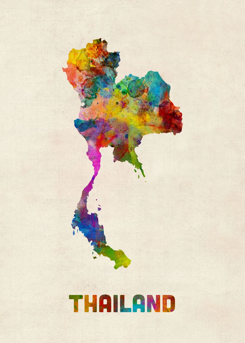 'Thailand Map' Poster, picture, metal print, paint by Michael Tompsett ...