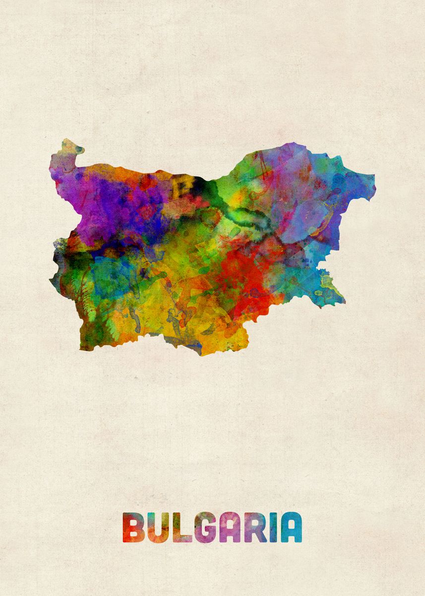 'Bulgaria Map' Poster, picture, metal print, paint by Michael Tompsett ...
