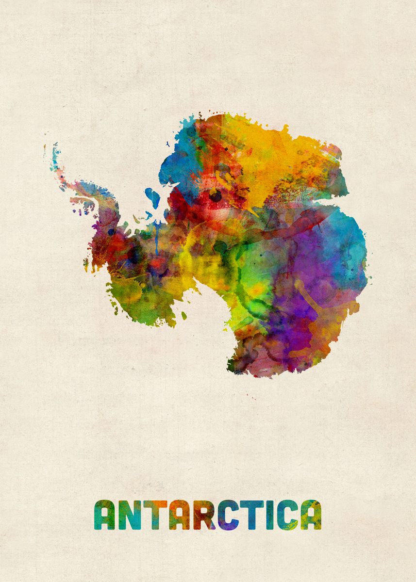 'Antarctica Map' Poster, picture, metal print, paint by Michael ...