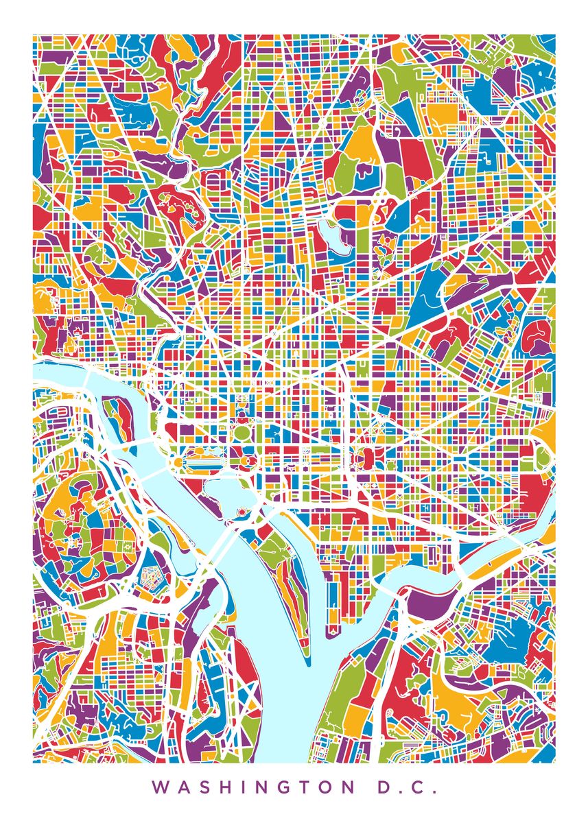 'Washington DC Map' Poster by Michael Tompsett | Displate