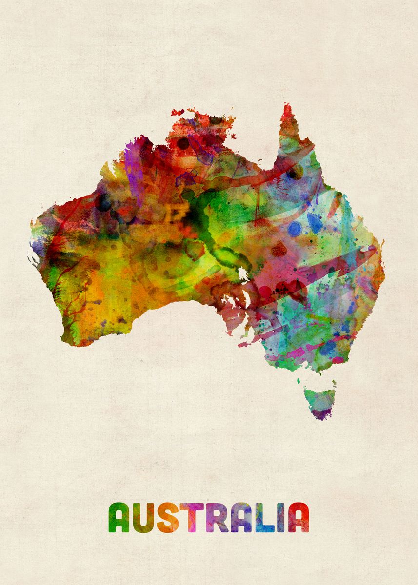 'Australia Map' Poster by Michael Tompsett | Displate
