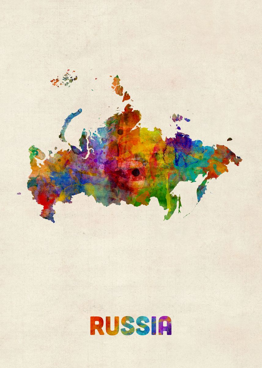 'Russia Map' Poster, picture, metal print, paint by Michael Tompsett ...