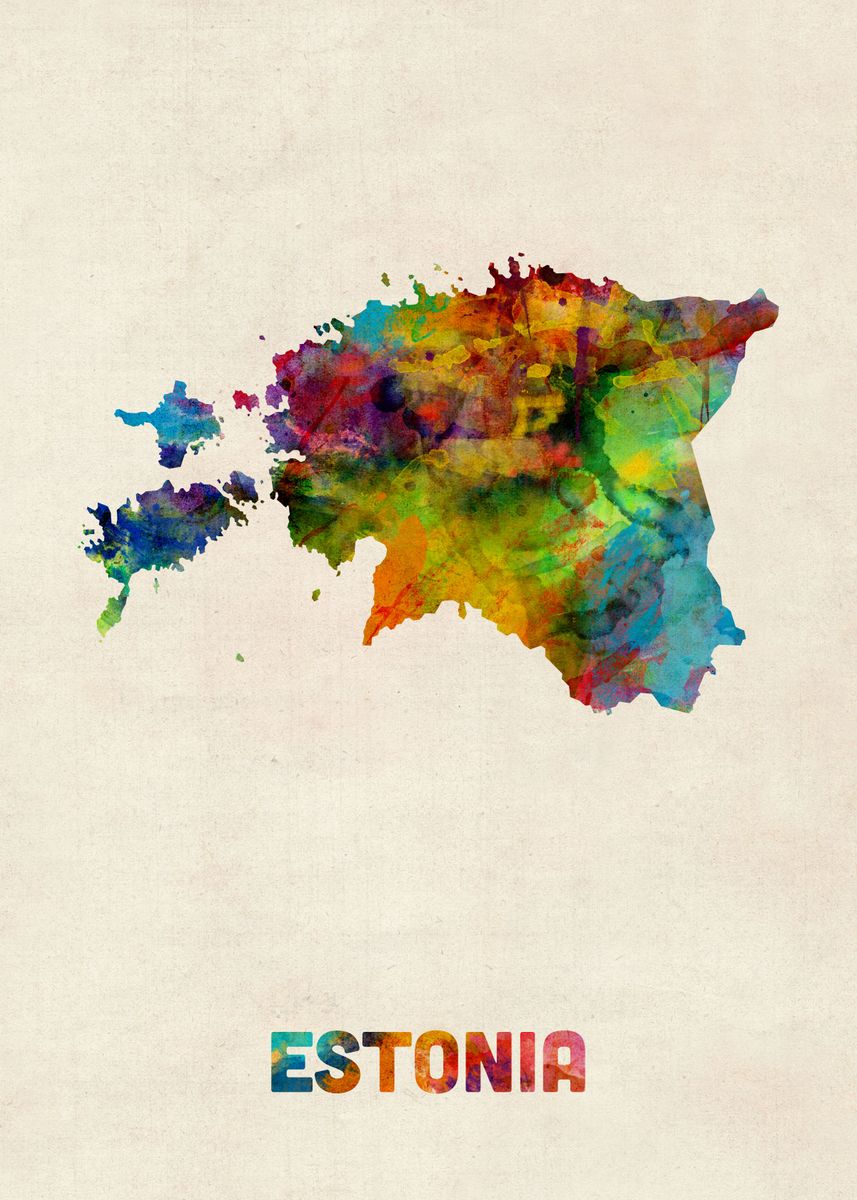 'Estonia Map' Poster, picture, metal print, paint by Michael Tompsett ...