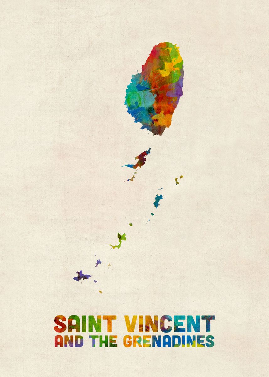 'Saint Vincent Map' Poster, picture, metal print, paint by Michael ...
