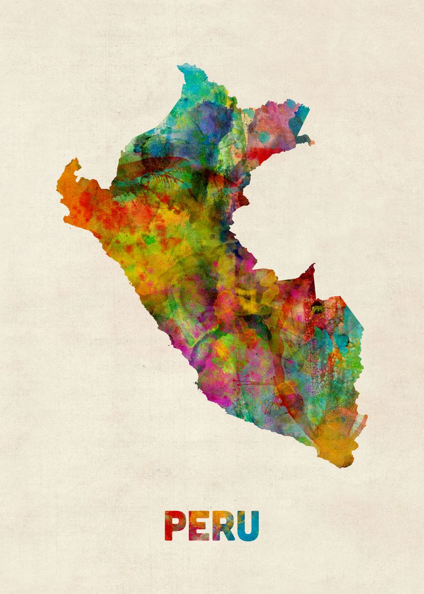 'Peru Map' Poster, picture, metal print, paint by Michael Tompsett ...