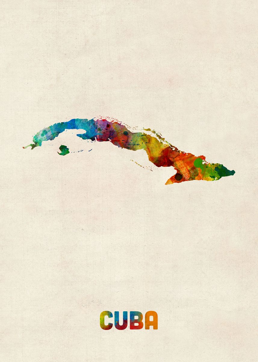 'Cuba Map' Poster, picture, metal print, paint by Michael Tompsett ...