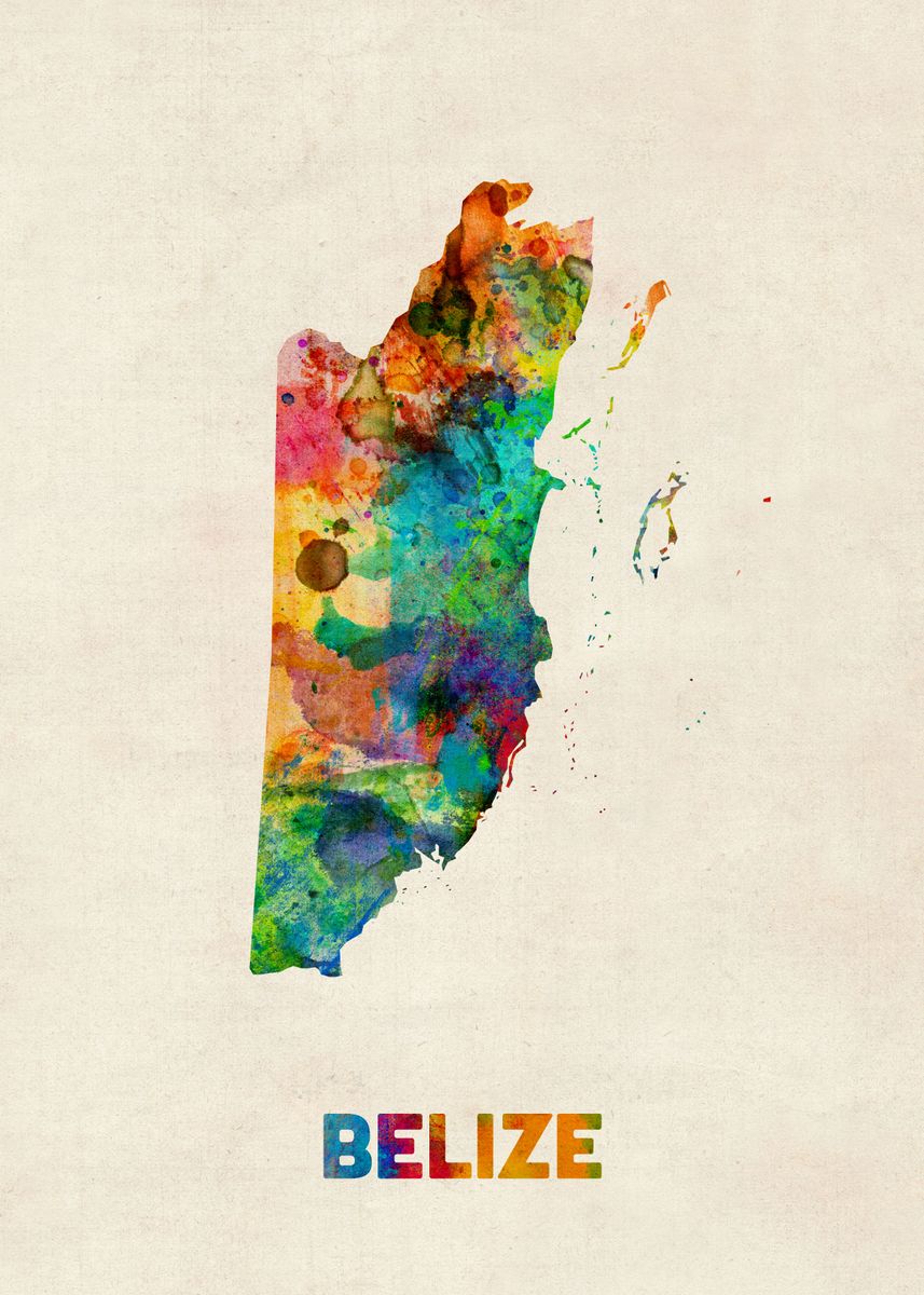 'Belize Map' Poster, picture, metal print, paint by Michael Tompsett ...