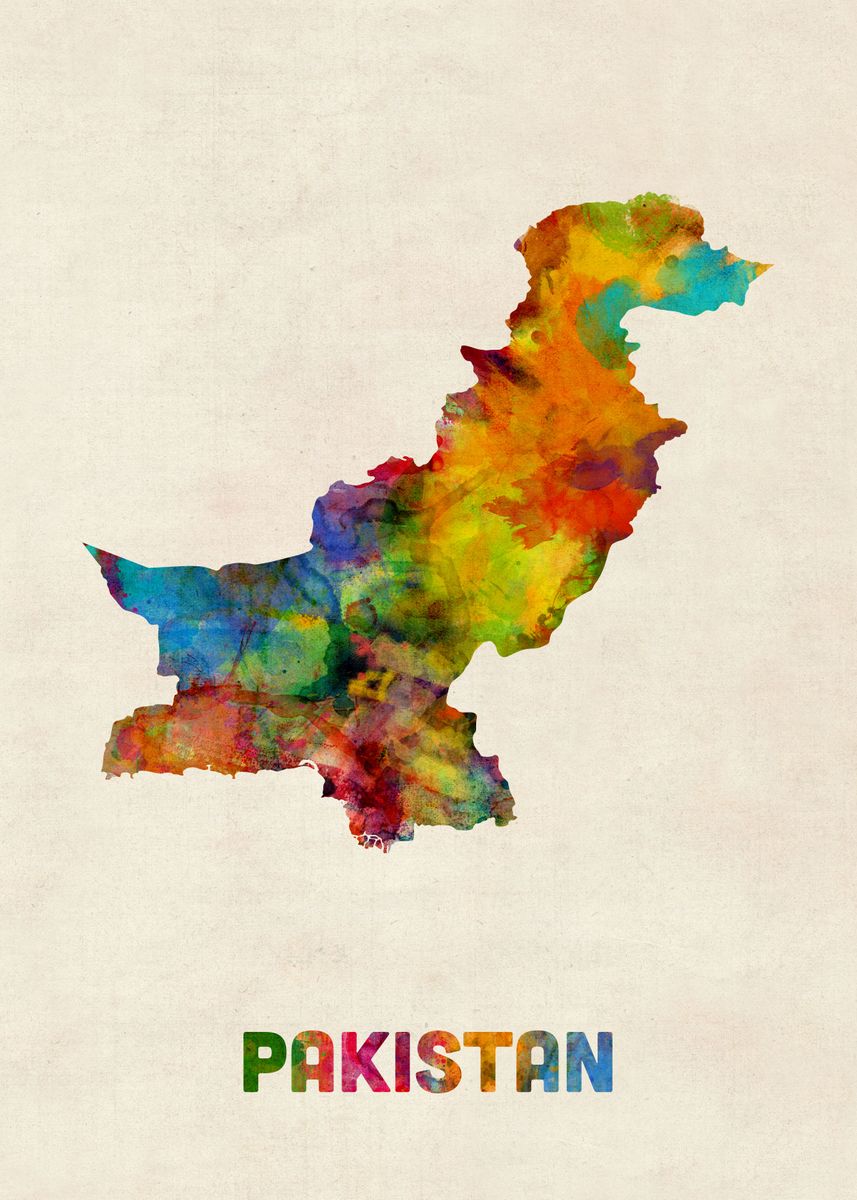 'Pakistan Map' Poster, picture, metal print, paint by Michael Tompsett ...