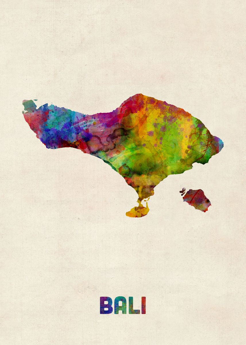 'Bali Map' Poster, picture, metal print, paint by Michael Tompsett ...