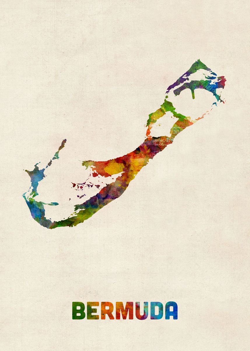 'Bermuda Map' Poster, picture, metal print, paint by Michael Tompsett ...