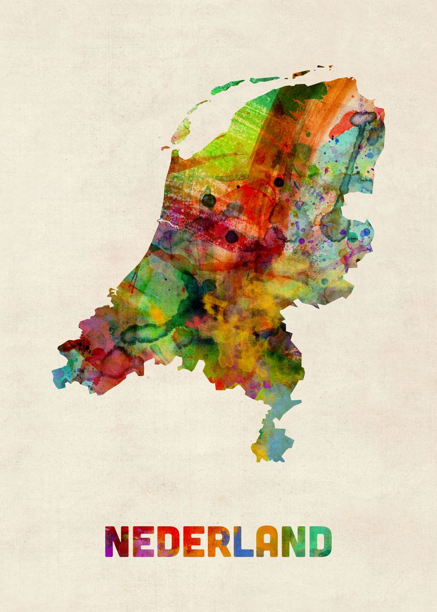'Netherlands Map' Poster, picture, metal print, paint by Michael ...