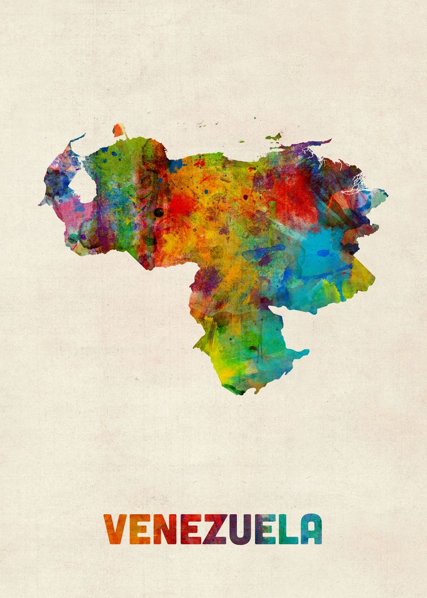 'Venezuela Map' Poster, picture, metal print, paint by Michael Tompsett ...