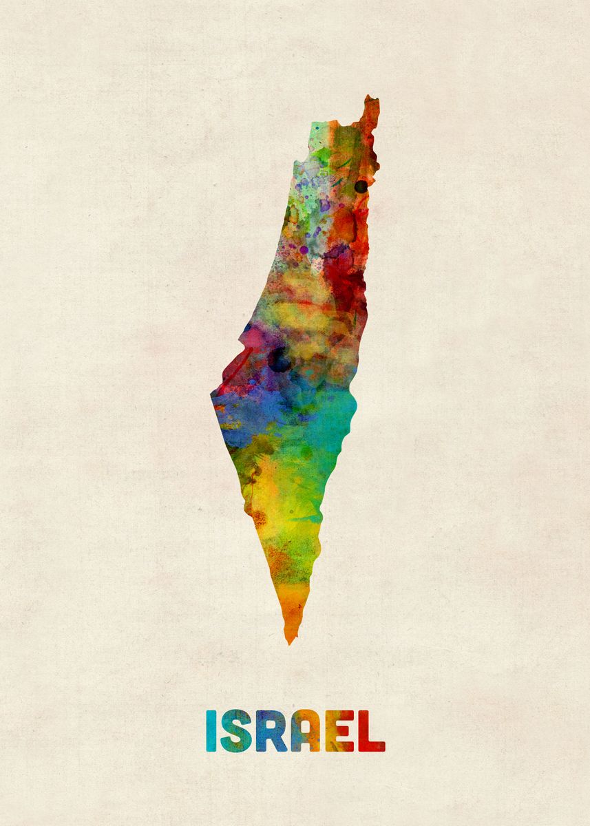 'Israel Map' Poster, picture, metal print, paint by Michael Tompsett ...