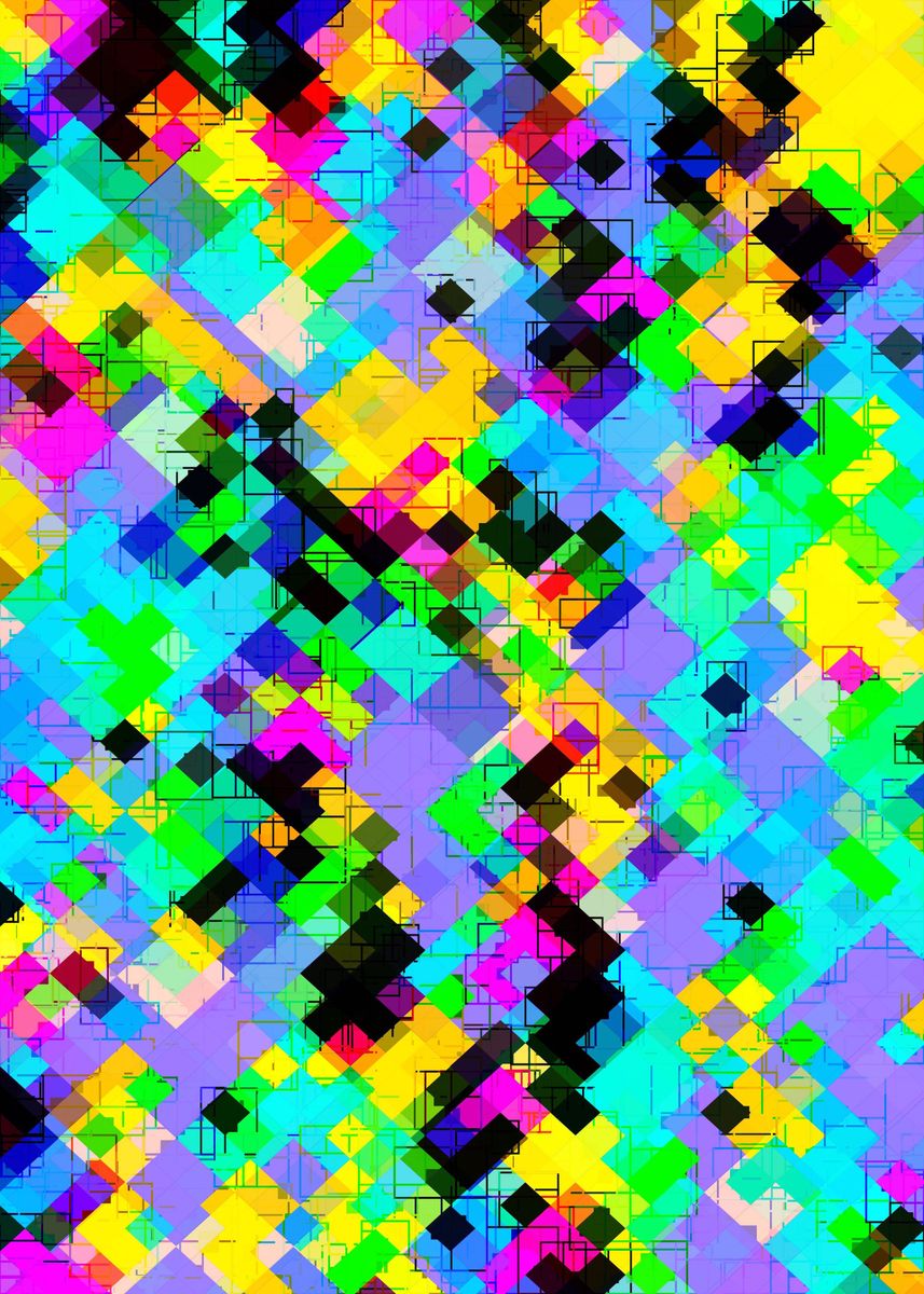'geometric square pixel' Poster, picture, metal print, paint by timmy ...