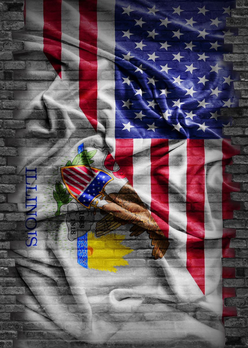 'US and ILLINOIS' Poster by Paulix Bed | Displate
