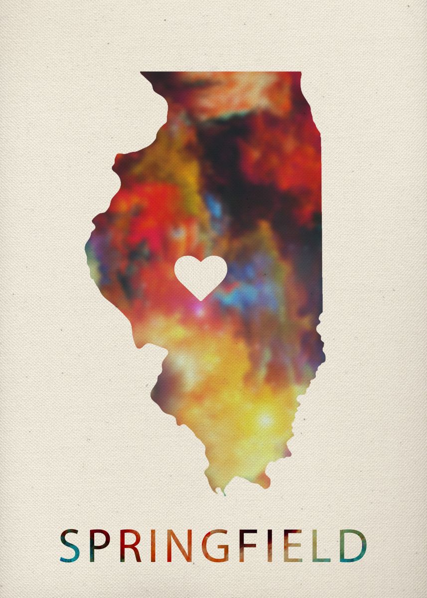 'Springfield Illinois Map' Poster, picture, metal print, paint by ...