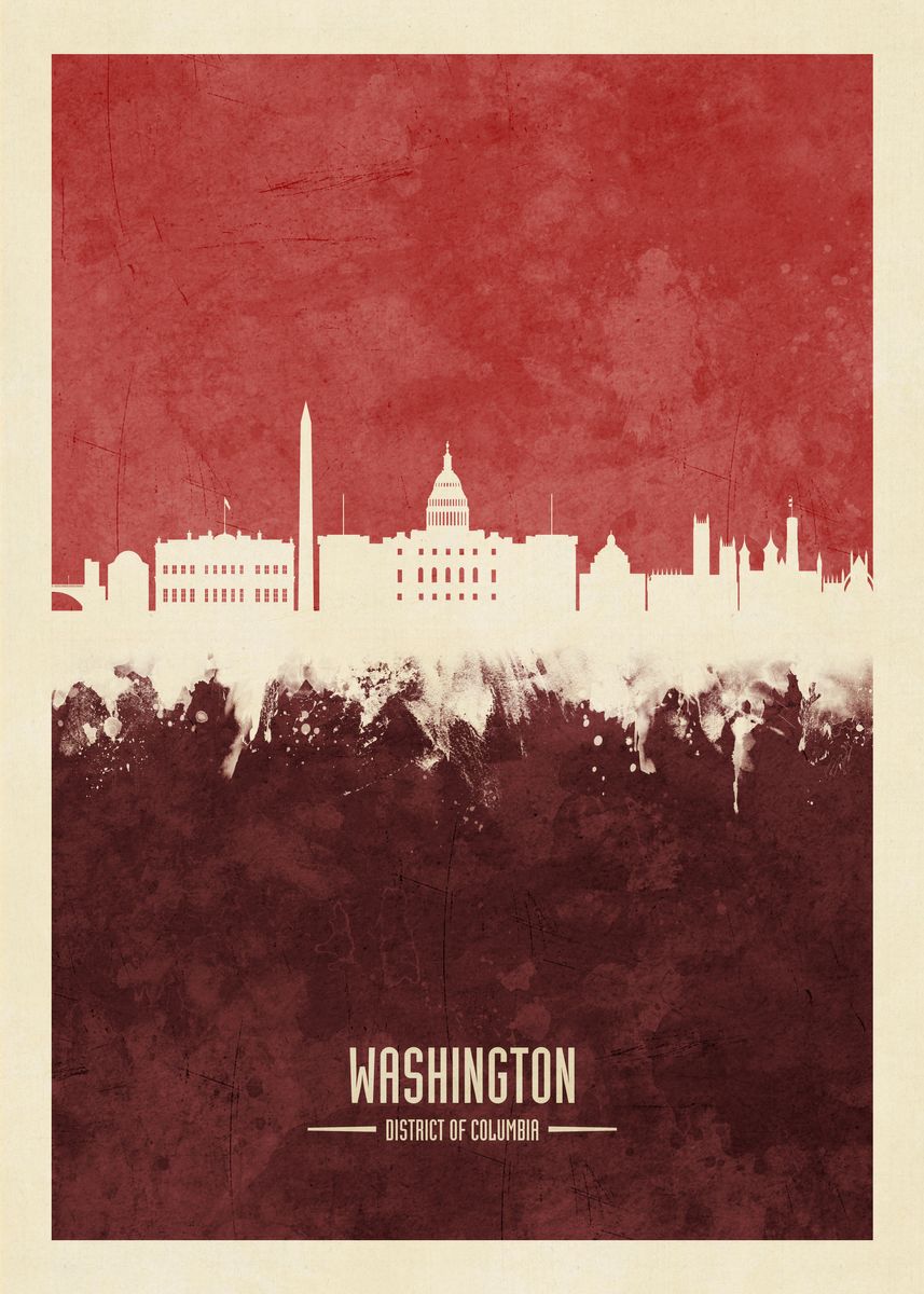 'Washington DC Skyline' Poster by Michael Tompsett | Displate