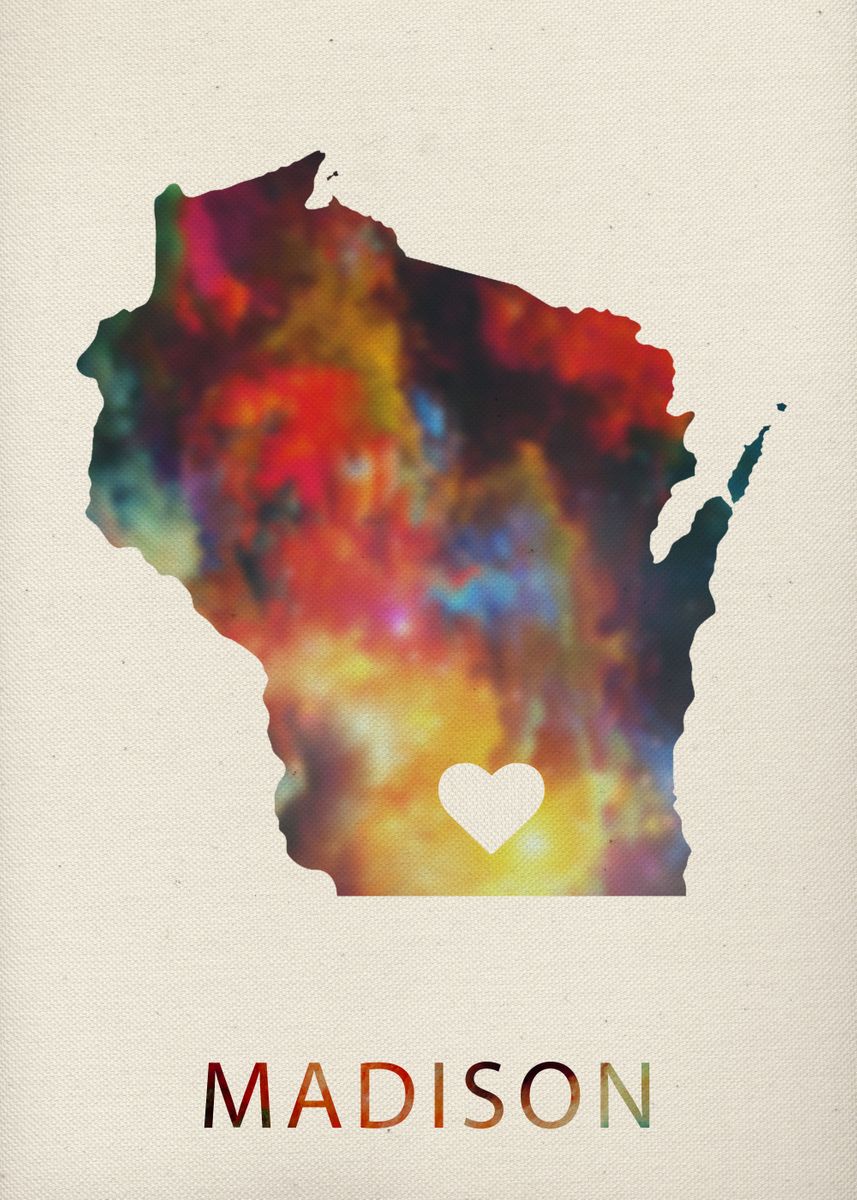 'Madison Wisconsin Map' Poster, picture, metal print, paint by Design ...