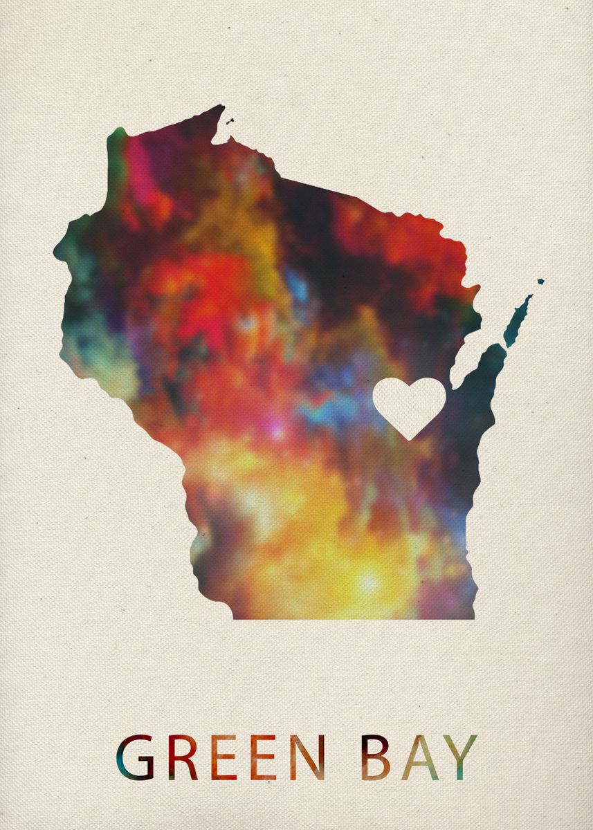 'Green Bay Wisconsin Map' Poster, picture, metal print, paint by Design ...