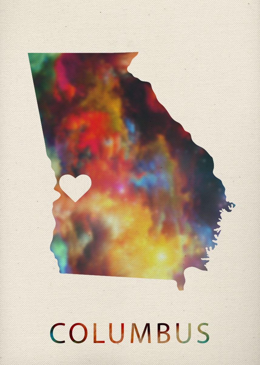 'Columbus Georgia Map' Poster, picture, metal print, paint by Design ...