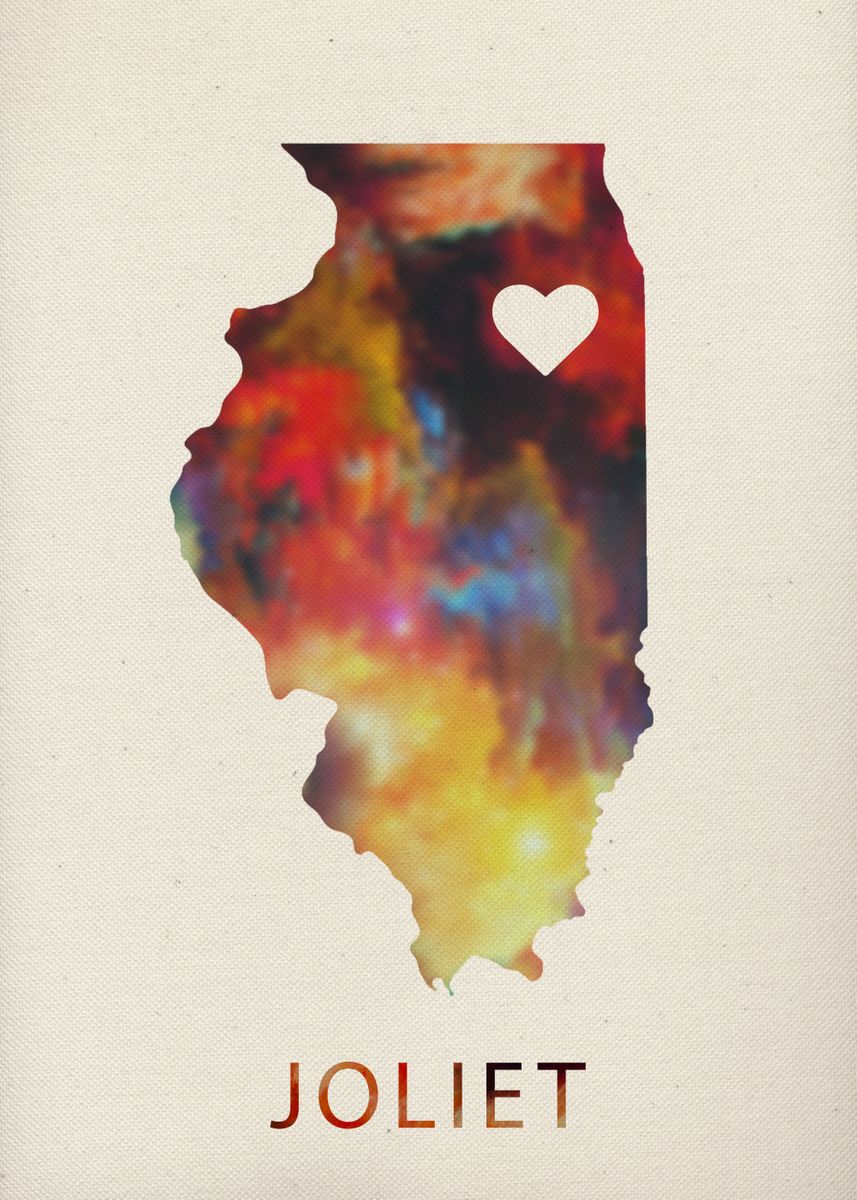 'Joliet Illinois City Map' Poster, picture, metal print, paint by ...