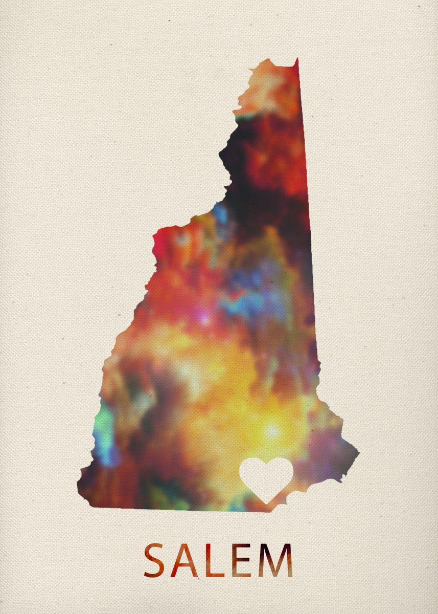 'Salem New Hampshire Map' Poster, picture, metal print, paint by Design ...