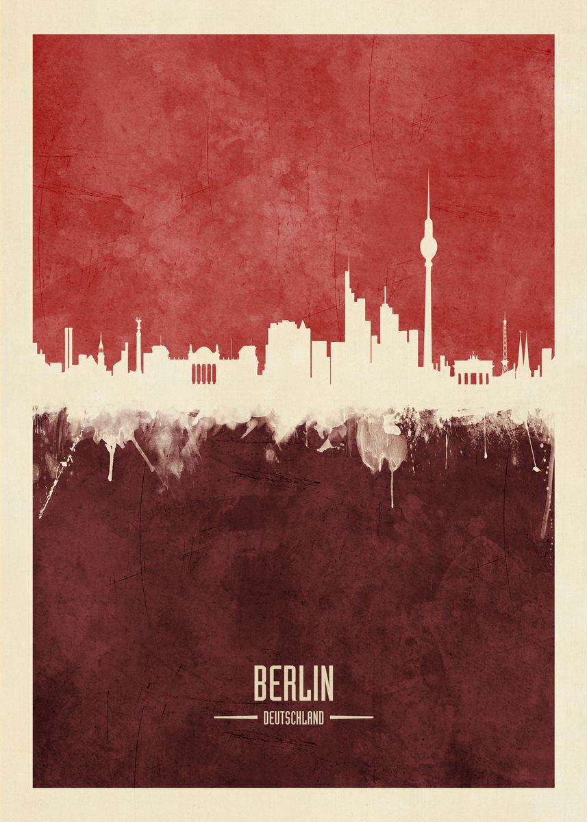 'Berlin Germany Skyline' Poster, picture, metal print, paint by Michael ...