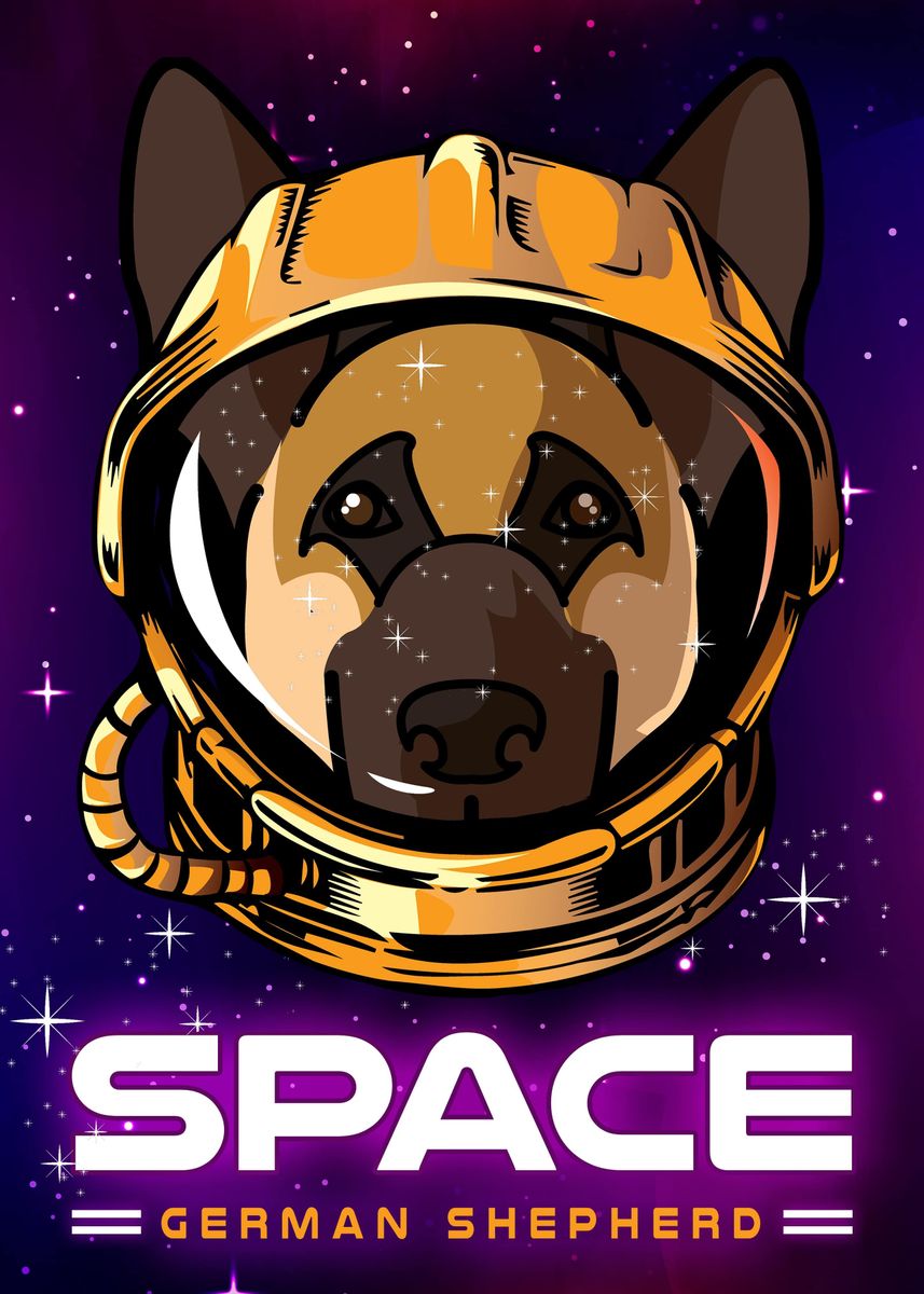 'Space German Shepherd ' Poster, picture, metal print, paint by ...