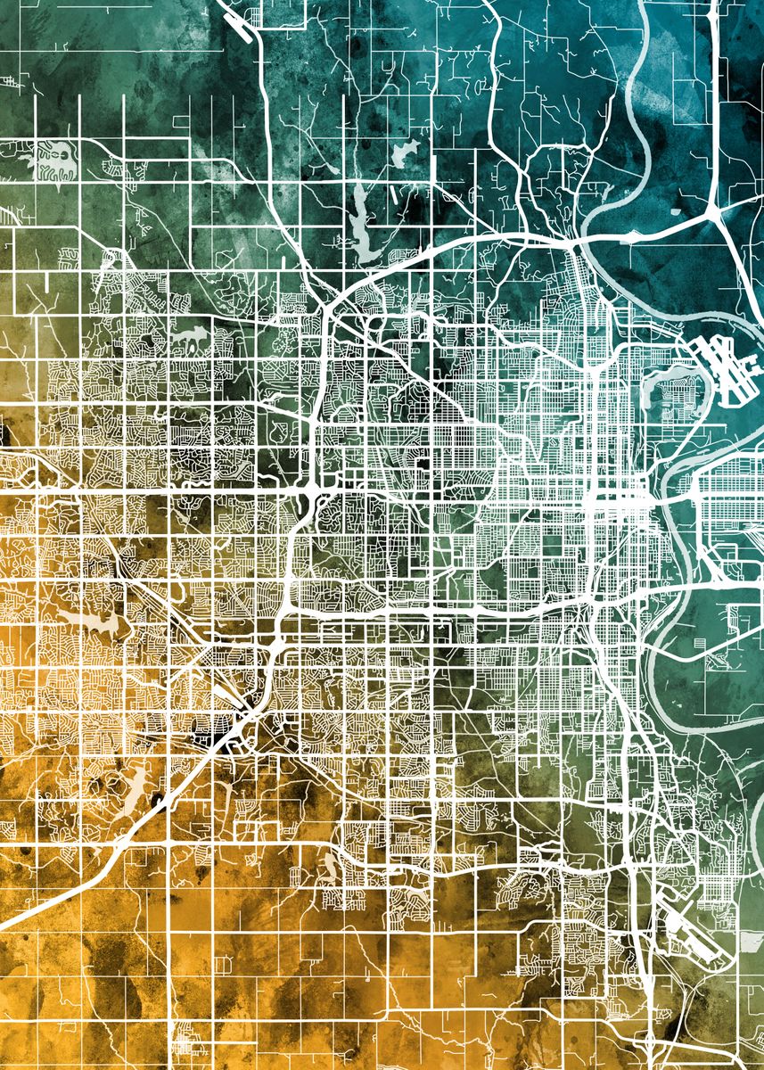 'Omaha Nebraska Map' Poster, picture, metal print, paint by Michael ...
