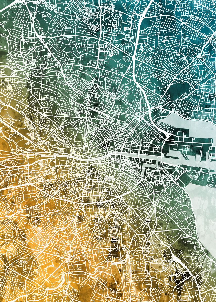 'Dublin Ireland Map' Poster by Michael Tompsett | Displate