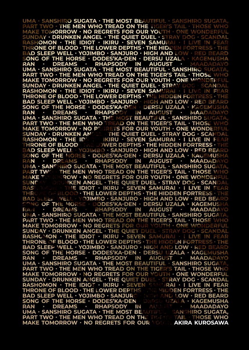 'Akira Kurosawa' Poster, picture, metal print, paint by Clint Horvath ...