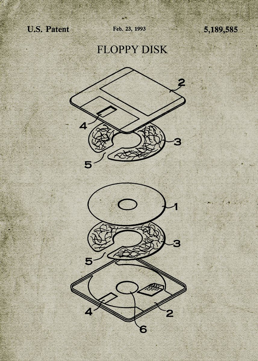 '1993 FDD Floppy Disk' Poster, picture, metal print, paint by Nicram K ...
