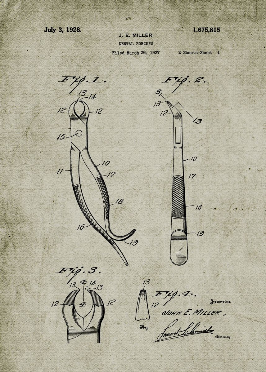'1927 Dental Forceps' Poster by Nicram K | Displate