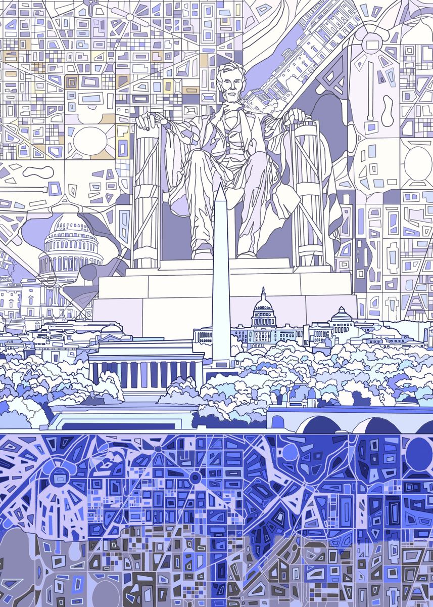 'washington dc abstract' Poster by Bekim Art | Displate