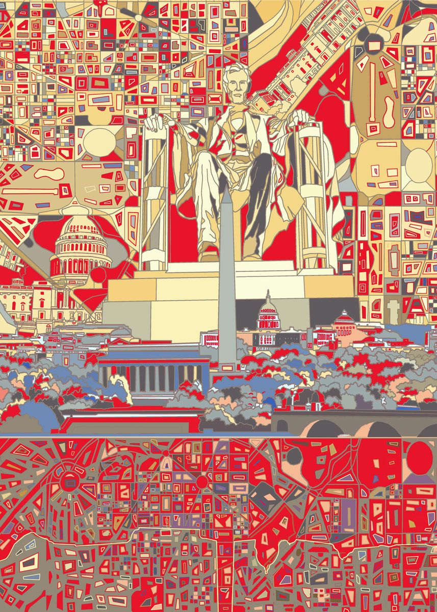 'washington dc abstract 2' Poster, picture, metal print, paint by Bekim ...