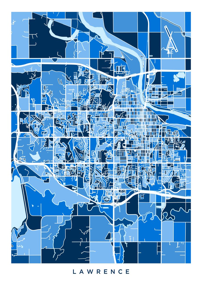'Lawrence Kansas Map' Poster, picture, metal print, paint by Michael ...