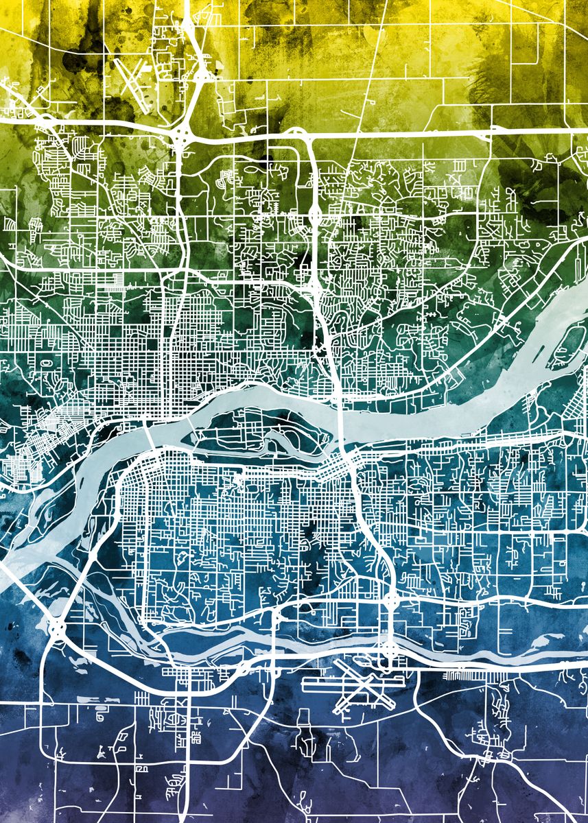 'Quad Cities Map' Poster by Michael Tompsett | Displate