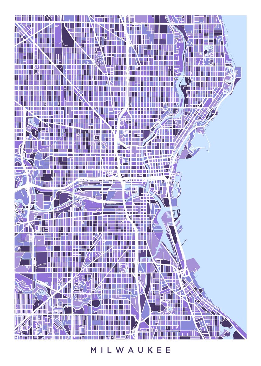 'Milwaukee Wisconsin Map' Poster by Michael Tompsett | Displate